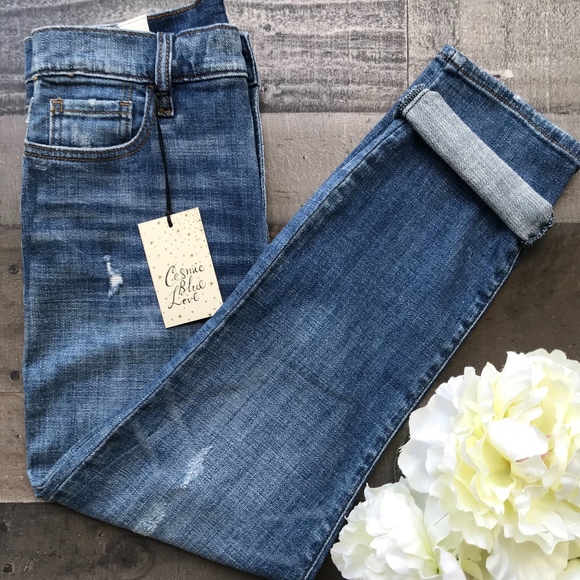 cosmic blue love | Jeans | New Cosmic Blue Love Cropped Distressed ...